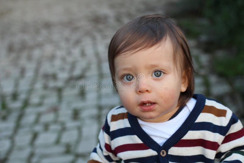 Shocked Baby Looking at Camera Stock Photo - Image of expression, blue ...