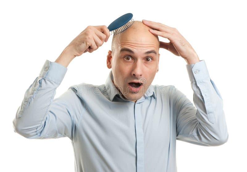 Shocked bald man stock image. Image of humor, idea, pensive - 28060701