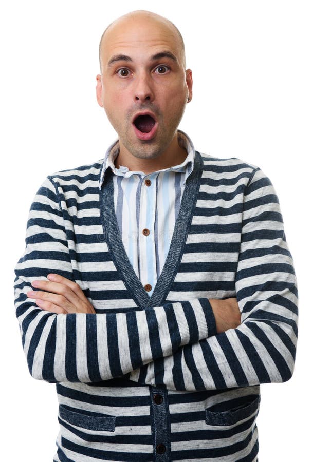 Shocked bald man stock image. Image of humor, idea, pensive - 28060701