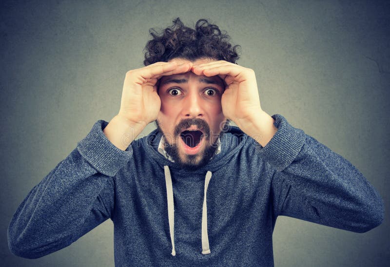 Man Surprised with Insight into Future Stock Photo - Image of handsome ...