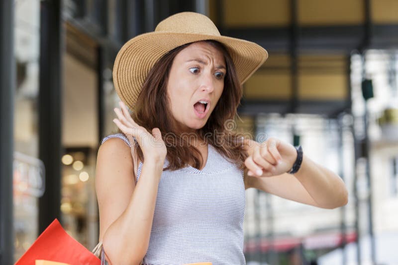 Shocked Beautiful Woman in Shopping while Being at Work Stock Image ...