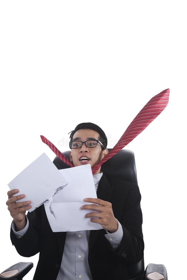 Shocked Businessman Reading a Letter Stock Photo - Image of manager ...