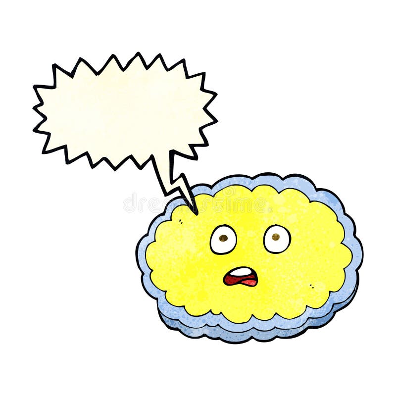 Shocked Cartoon Cloud Face with Speech Bubble Stock Illustration ...