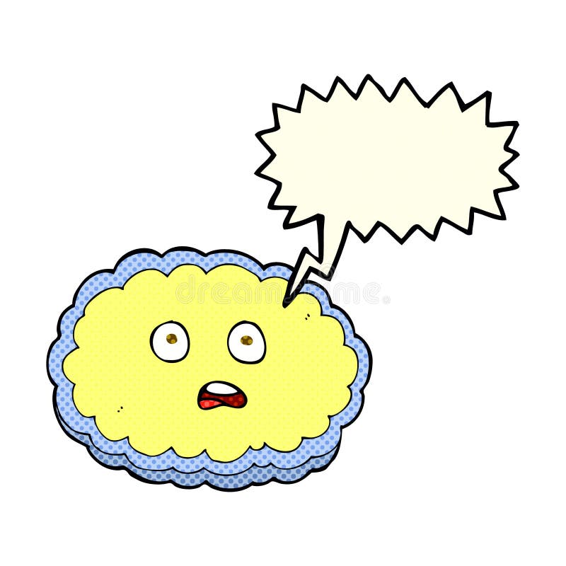 Shocked Cartoon Cloud Face with Speech Bubble Stock Illustration ...