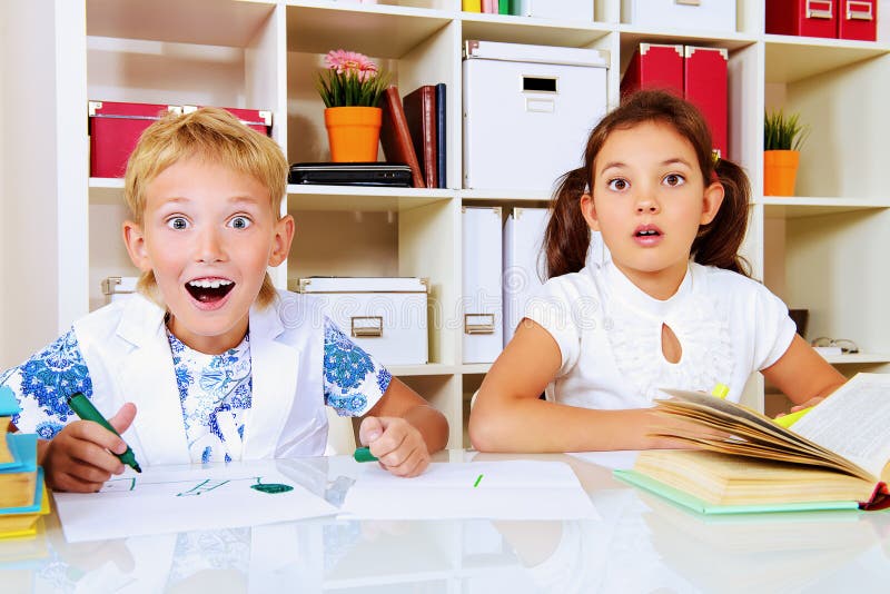 Shocked children stock image. Image of classmates, lesson - 60034355