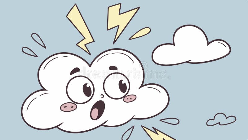 Shocked Cloud Vector. Surprise and Emotion Icon for Reaction and ...
