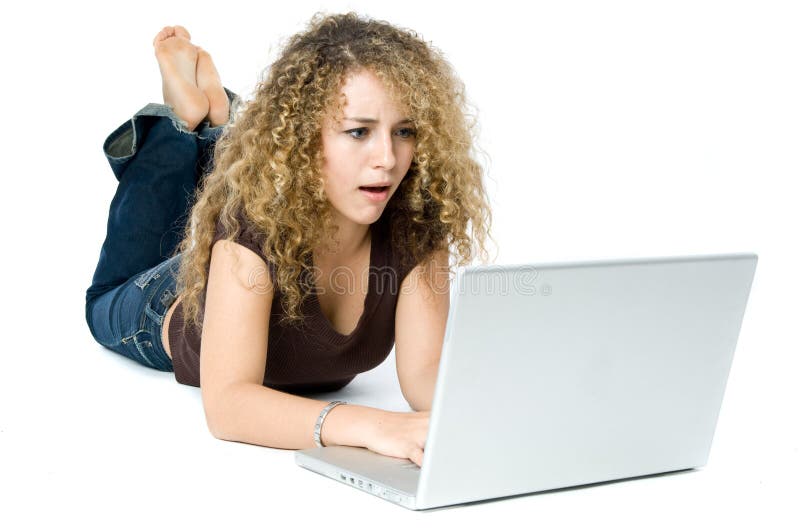 Shocked on the computer stock image. Image of surprised - 4993431