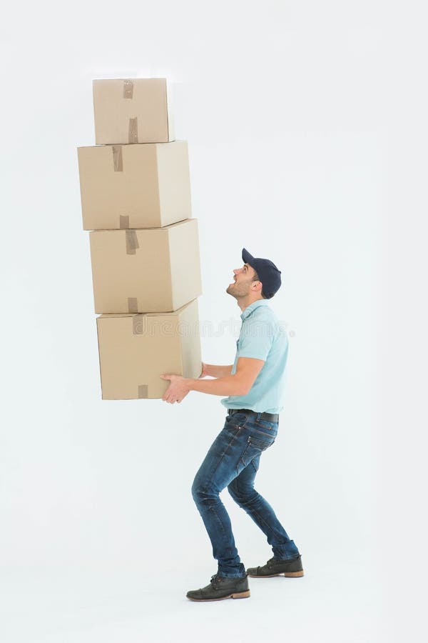 Woman Falling Cardboard Boxes Over the Man Stock Photo - Image of ...
