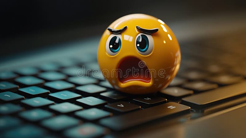 Shocked Emoji on Laptop Keyboard Stock Illustration - Illustration of ...