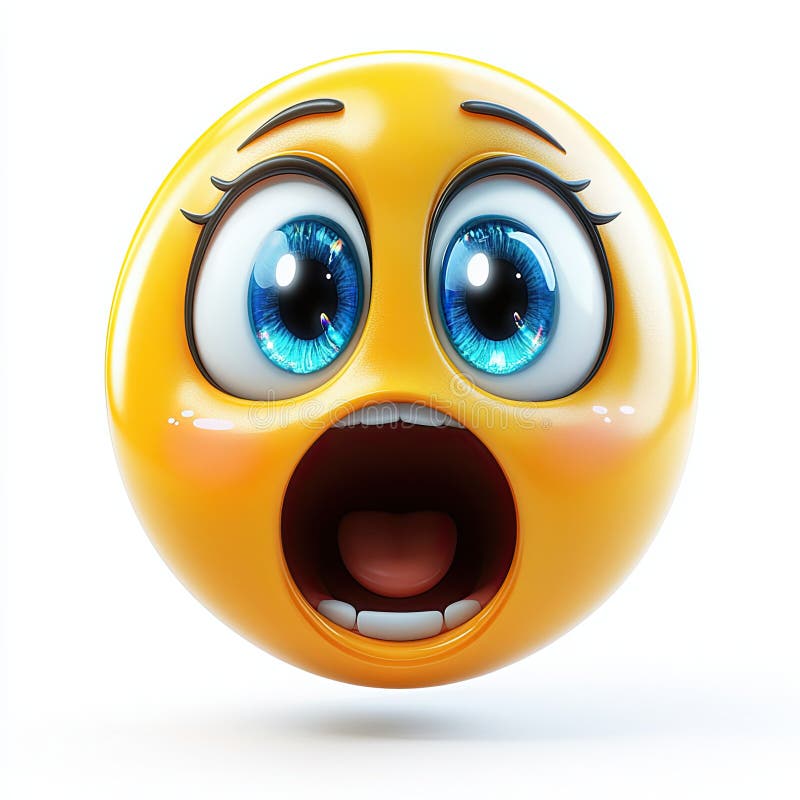 Shocked Emoji with Sparkling Blue Eyes and Happy Expression Stock ...