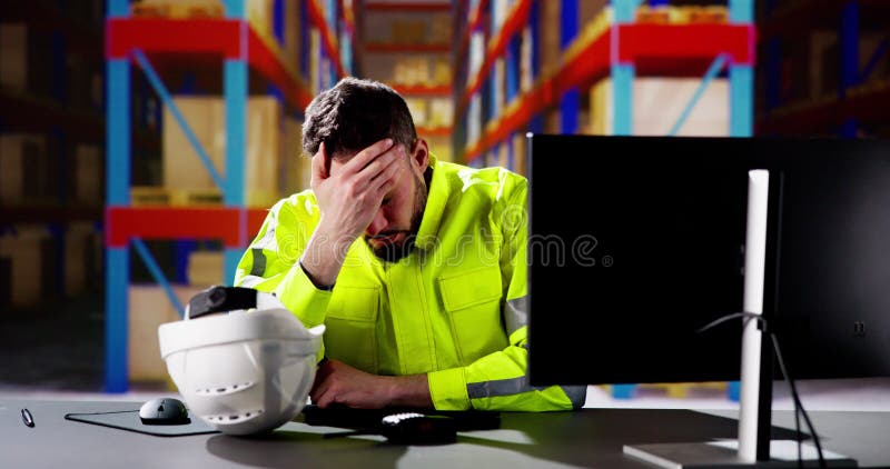 Shocked Engineer in Automated Semiconductor Assembly Line Stock Photo ...