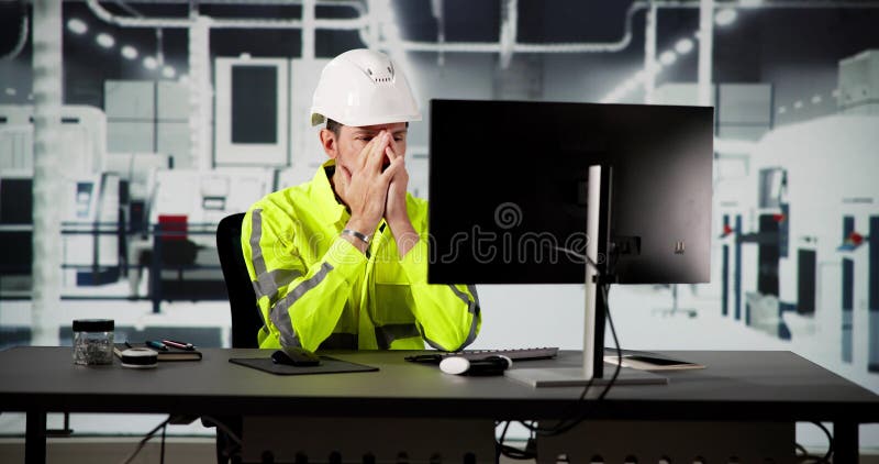 Shocked Engineer in Automated Semiconductor Assembly Line Stock Photo ...