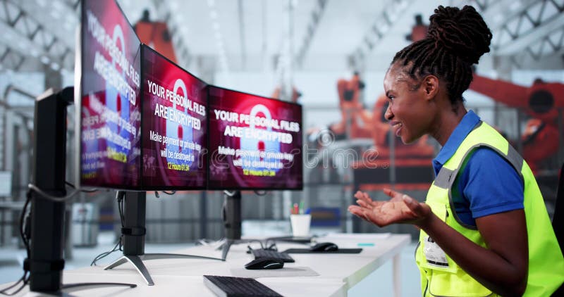 Shocked Engineer in Modern Car Factory during Attack Stock Image ...