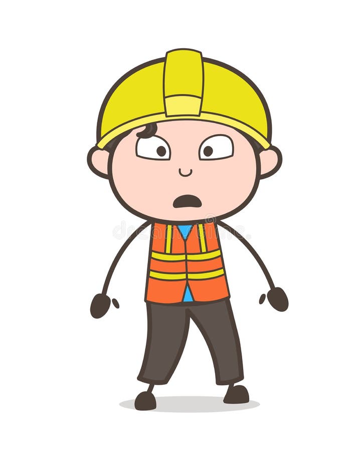 Shocked Face Expression - Cute Cartoon Male Engineer Illustration Stock ...
