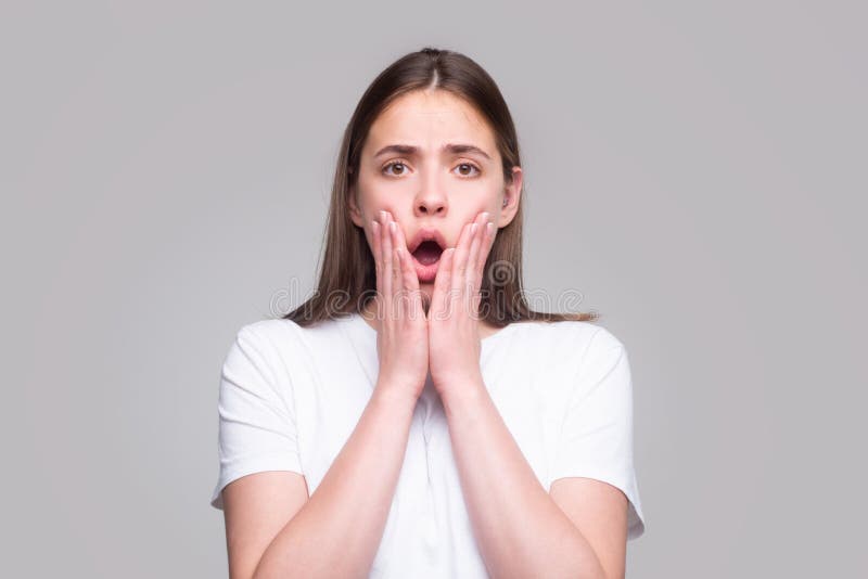 Shocked Face Of Young Woman Funny Female Shocked Face Expression