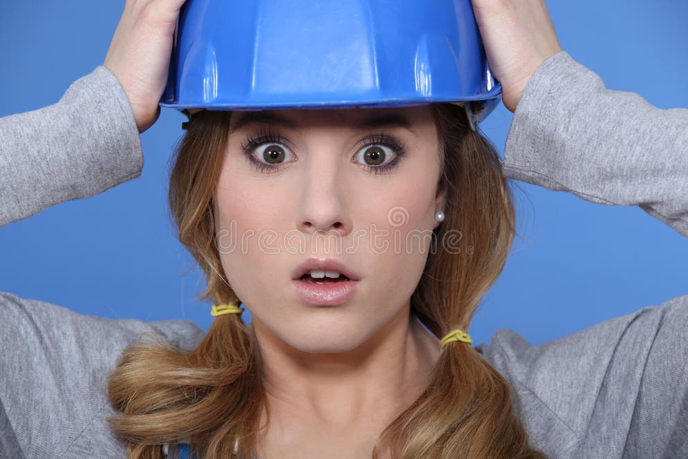 Shocked female builder stock image. Image of builder - 28195825