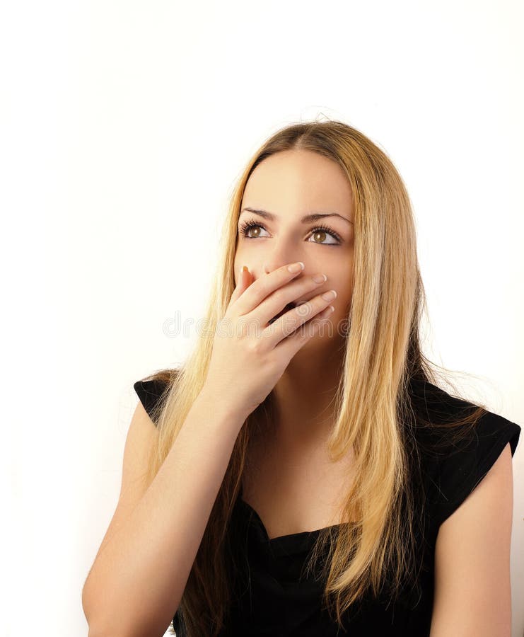Shocked girl stock image. Image of emotion, white, female - 18424477
