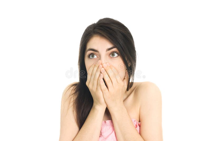 Shocked girl stock photo. Image of eyes, hands, news, hair - 9169040
