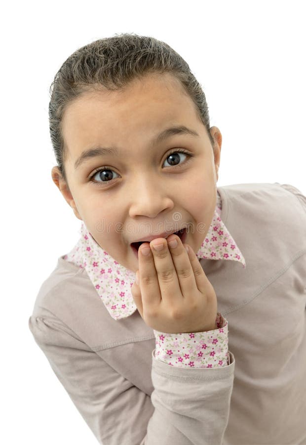 Shocked Girl stock photo. Image of childhood, hand, behavior - 39033106