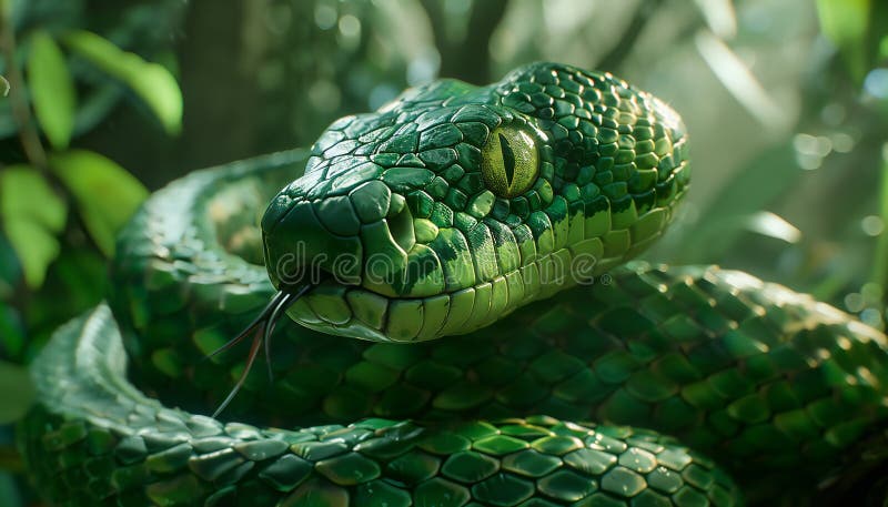 Shocked green snake stock illustration. Illustration of coiled - 343184824