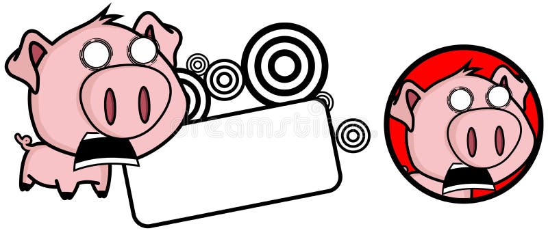 Shocked Little Pig Big Head Expression Copyspace Stock Vector ...