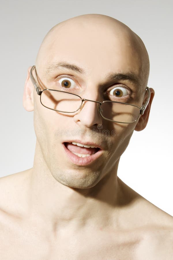 Shocked man stock photo. Image of glasses, fear, shaven - 14176858