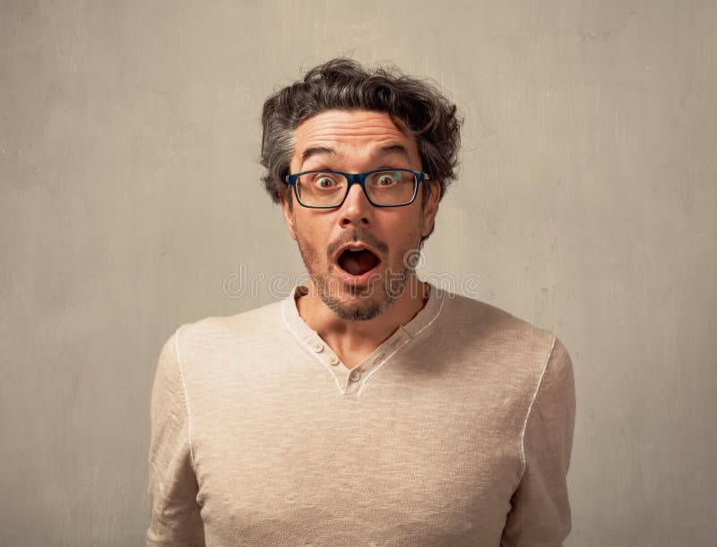 Shocked man face. stock photo. Image of apprehensive - 84318958