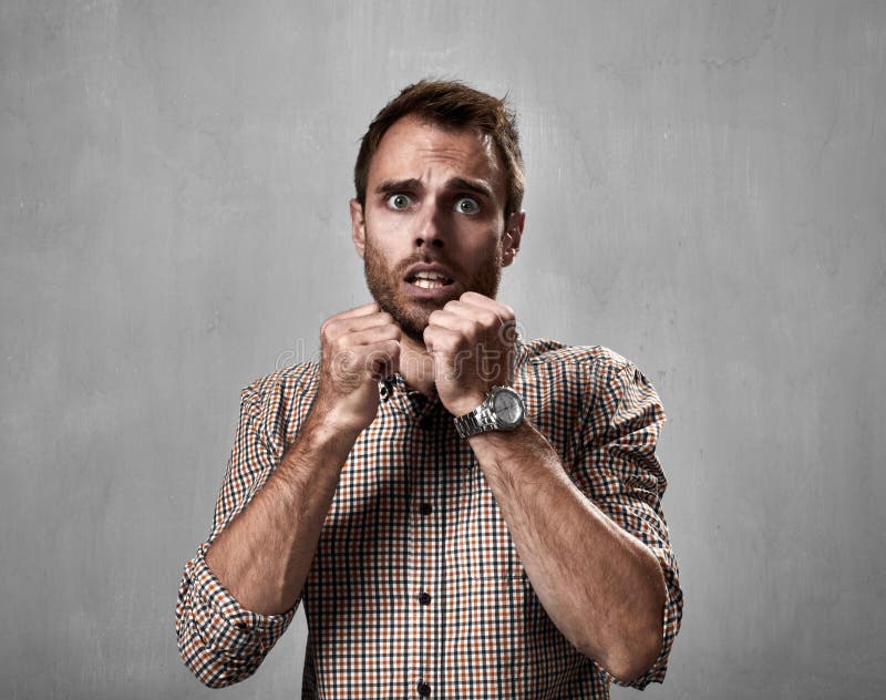 Shocked man face. stock image. Image of anxious, fear - 82018581