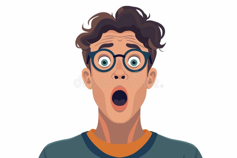 Shocked Man in Glasses Portrait Isolated Vector Style Stock Vector ...