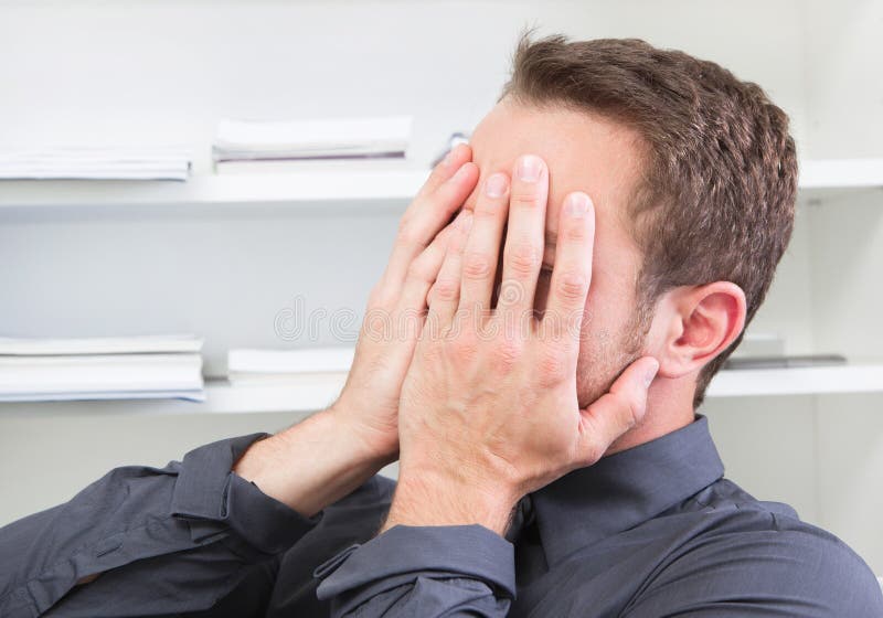 Boy To Hide the Face Behind Hands Stock Photo - Image of insult, hide ...