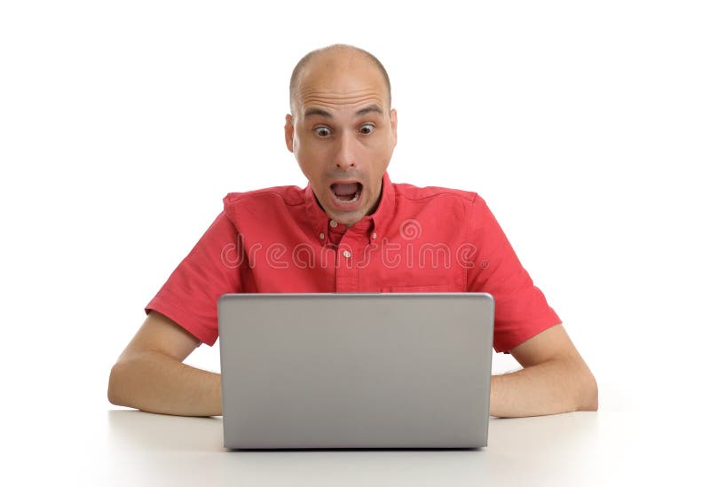 Shocked Man with His Laptop Stock Image - Image of portrait, handsome ...