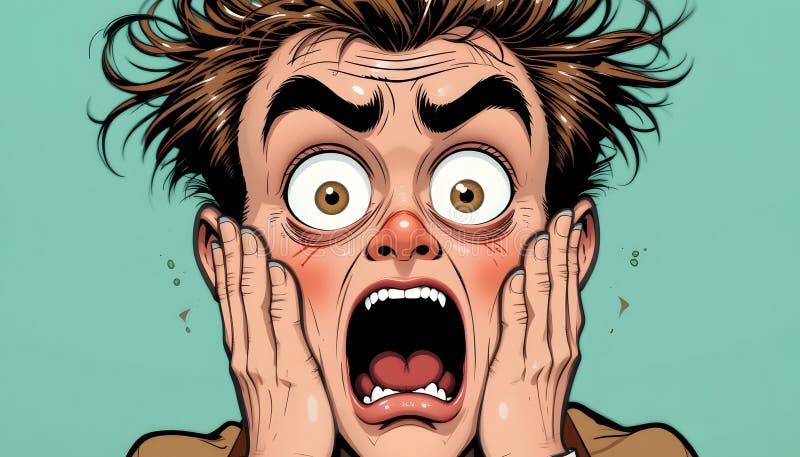 Shocked Man Illustration Digital Art Print Stock Illustration ...