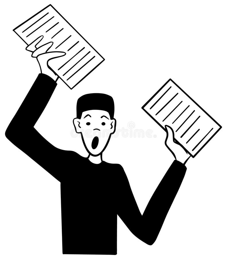 Shocked Man Screams in Surprise with Papers in His Hands Stock Vector ... Shocked Man Screams in Surprise with Papers in His Hands Stock Vector ...