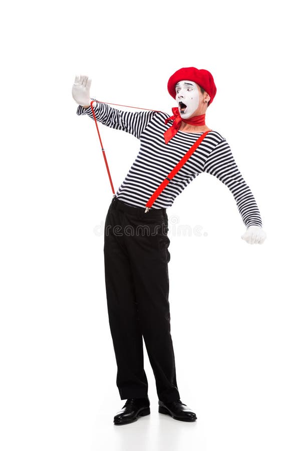 Shocked Mime Looking at Red Suspenders Stock Photo - Image of mime ...