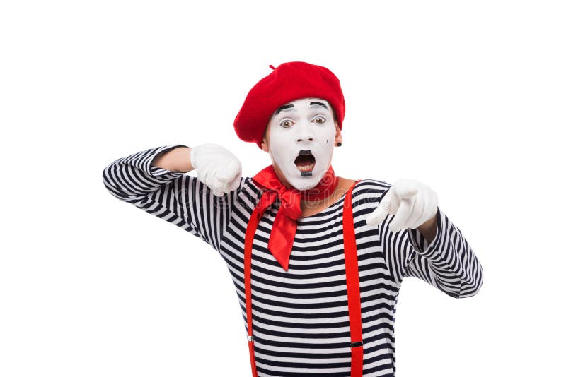Shocked Mime Standing with Hands Up Stock Image - Image of expression ...