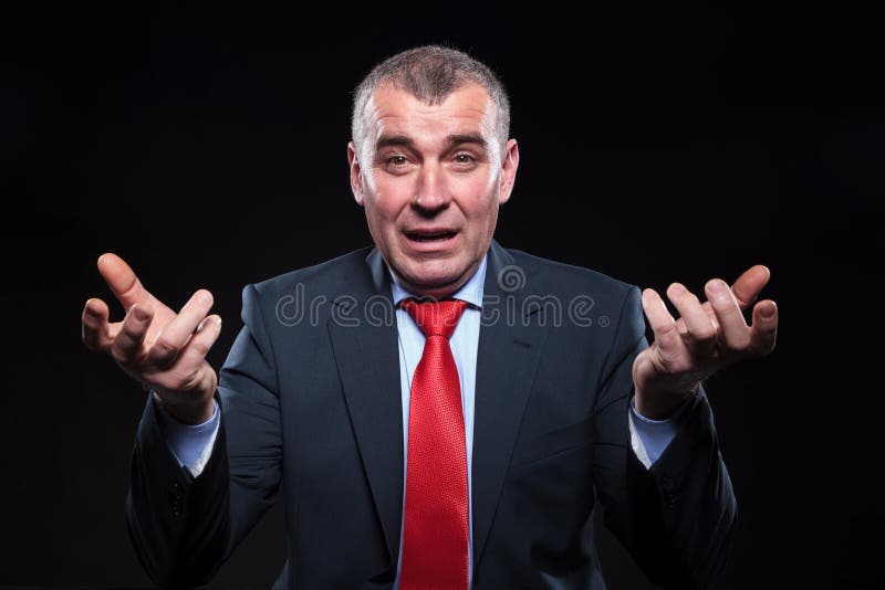 Shocked Old Business Man Gesturing in Confusion Stock Image - Image of ...