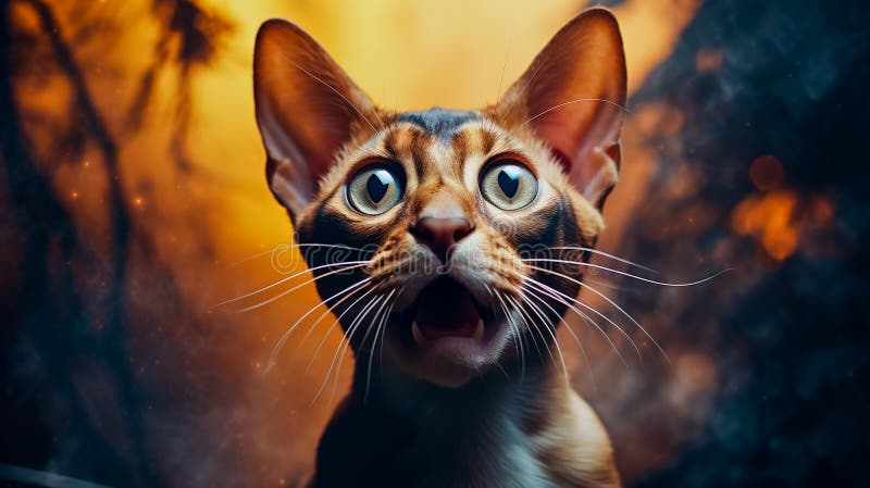 Shocked Oriental Cat. Funny Cat Stock Illustration - Illustration of ...
