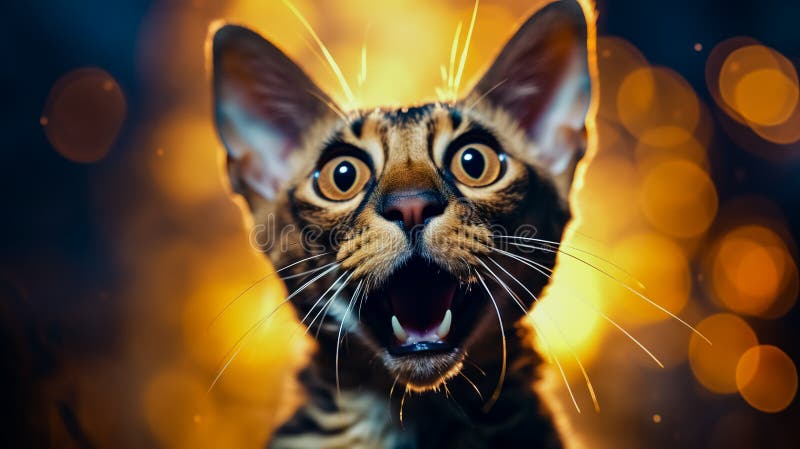 Shocked Oriental Cat. Funny Cat Stock Illustration - Illustration of ...
