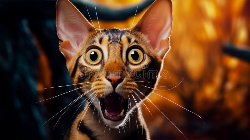 Shocked Oriental Cat. Funny Cat Stock Illustration - Illustration of ...