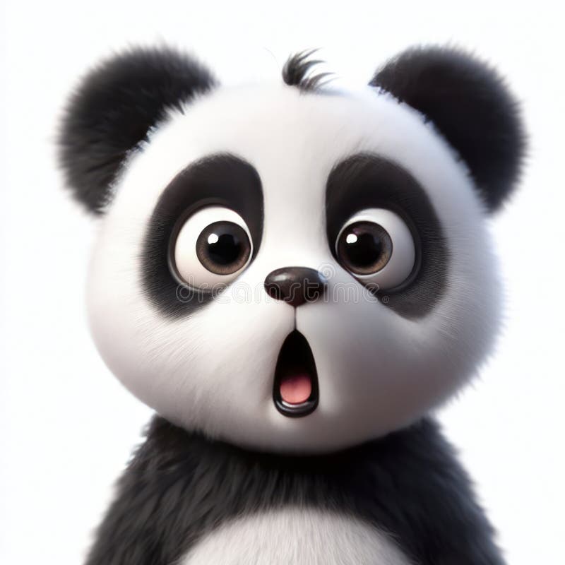 Shocked Panda with Big Eyes Isolated on White Background. Ai Generative ...