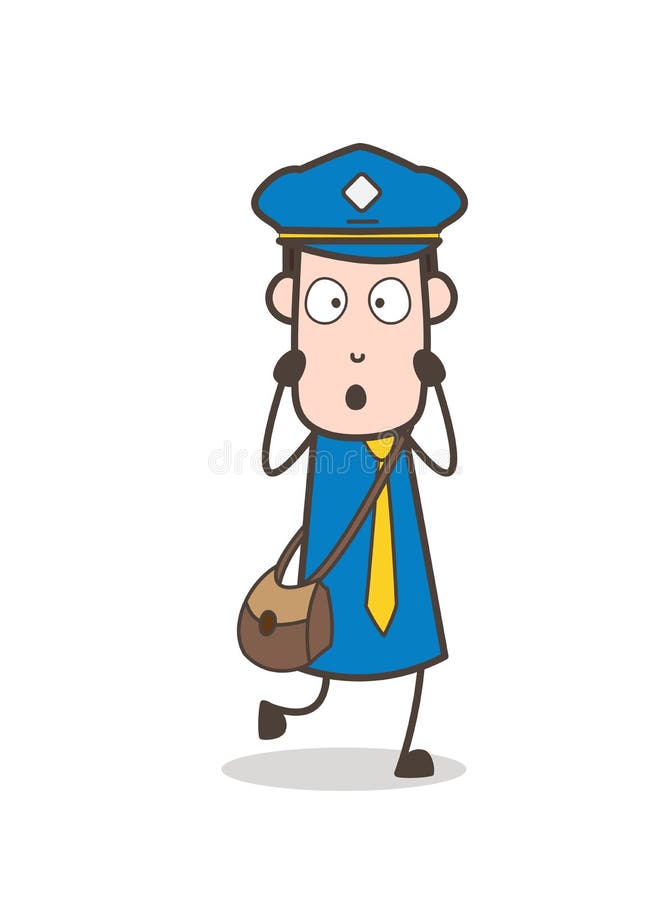 Shocked Postman Astonished Face Vector Stock Illustration ...