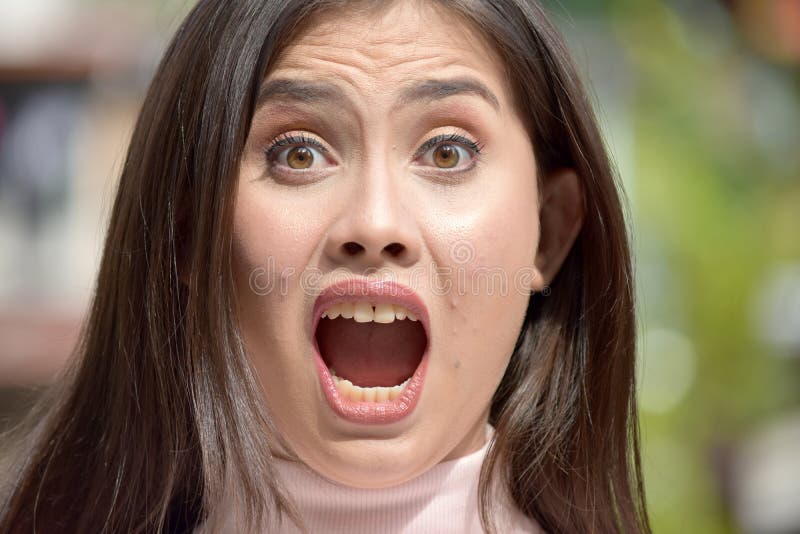 Shocked Pretty Adult Female Stock Image - Image of amazed, shock: 141616149