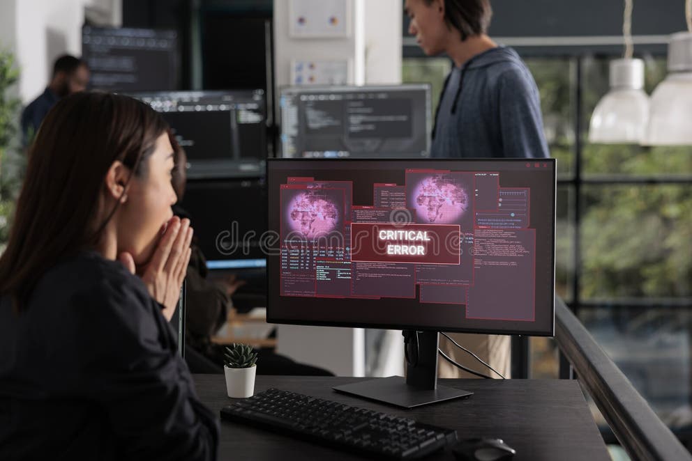 Shocked Programmer Typing Html Code Encountering Hacking Alert on ...