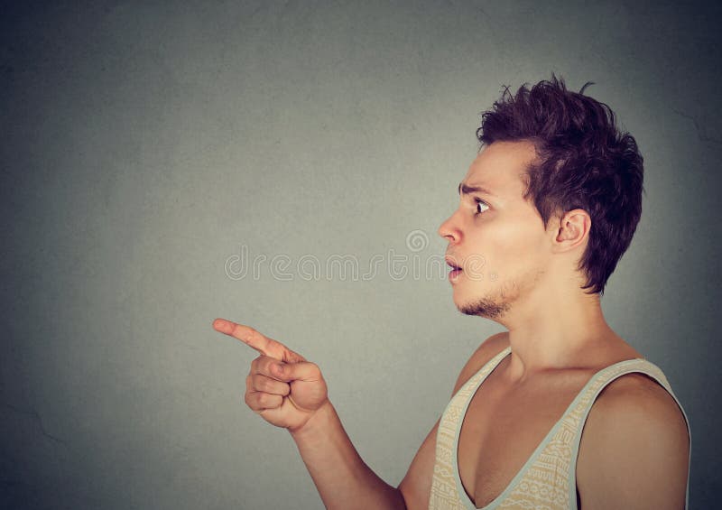Shocked Scared Man Pointing Finger at Someone Stock Image - Image of ...