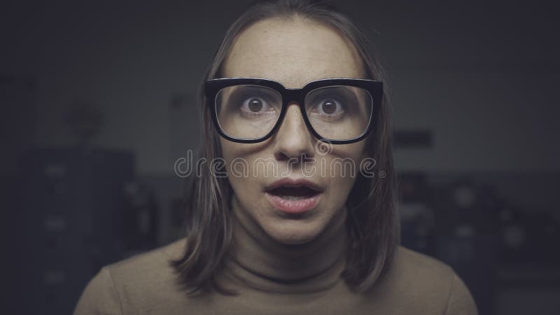 Shocked Scared Woman Staring at Camera Stock Photo - Image of ...