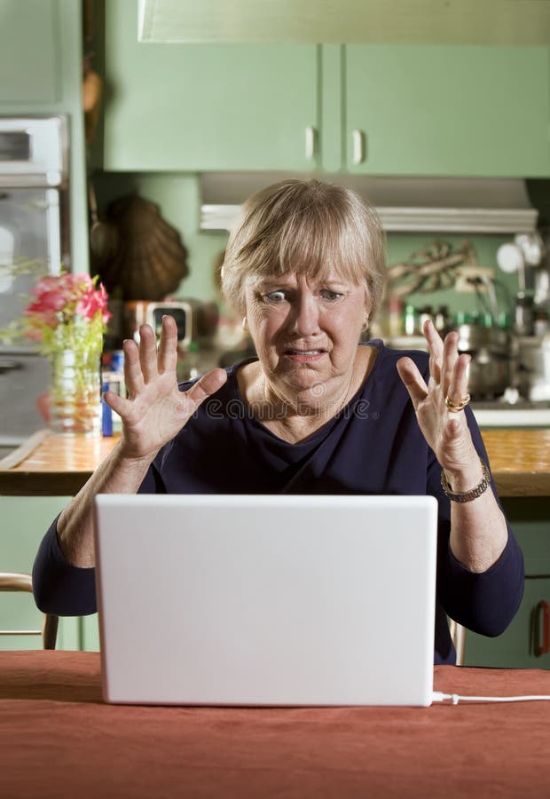 Shocked Senior Woman with a Laptop Computer Stock Image - Image of ...