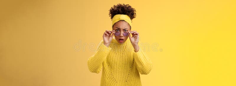 Shocked Speechless Impressed African American Stylish Female Coworker