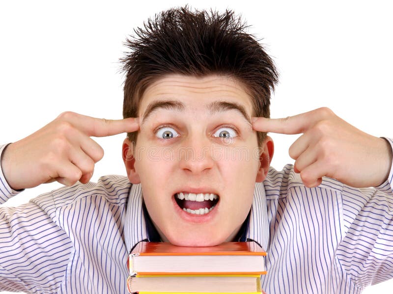 Shocked Student with a Books Stock Photo - Image of cute, imbroglio ...