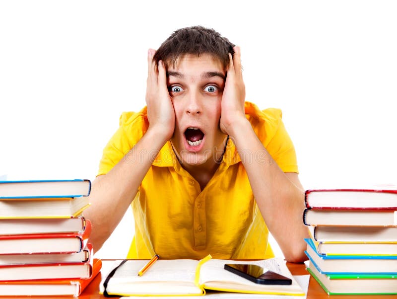 Shocked Student with the Books Stock Photo - Image of heap, amazed ...