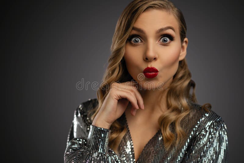 Shocked And Surprised Girl Smiling Curly Hair Woman Amazed Expressive